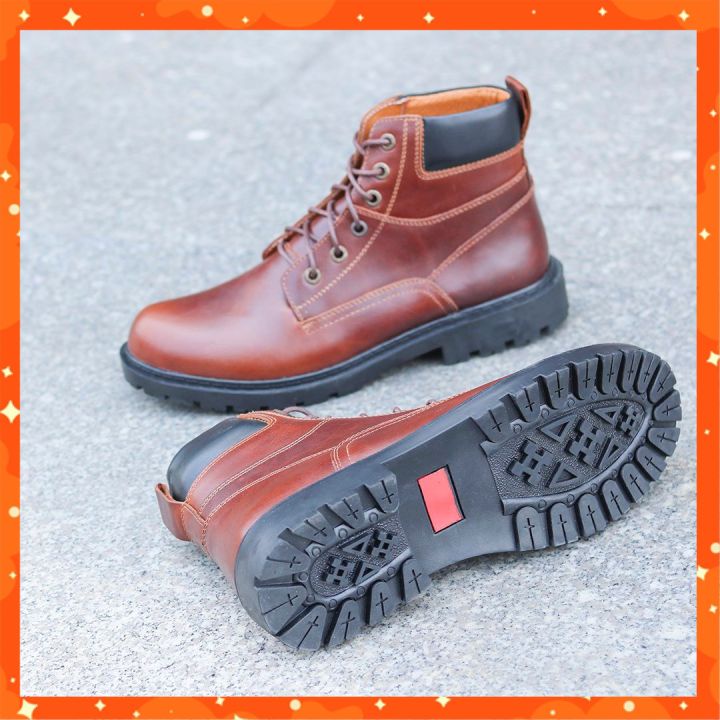Mua Giày Bốt Nam Cổ Thấp Da Thuộc, Boot Da Nam Đẹp Màu Nâu Buộc Dây Cao ...