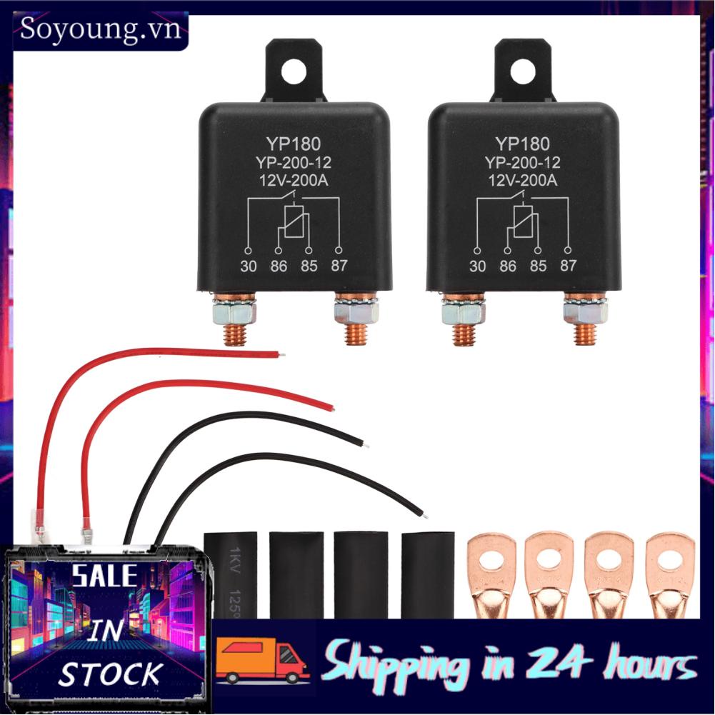 Soyoung 2 Sets 12V Starter Relay Switch 4Pin 200A SPST Heavy Duty ...