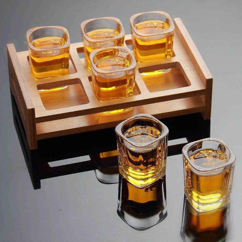 Bộ 6 ly shot thủy tinh, ly uống ruou dung tích 40ml, ly miệng vuông độc ...