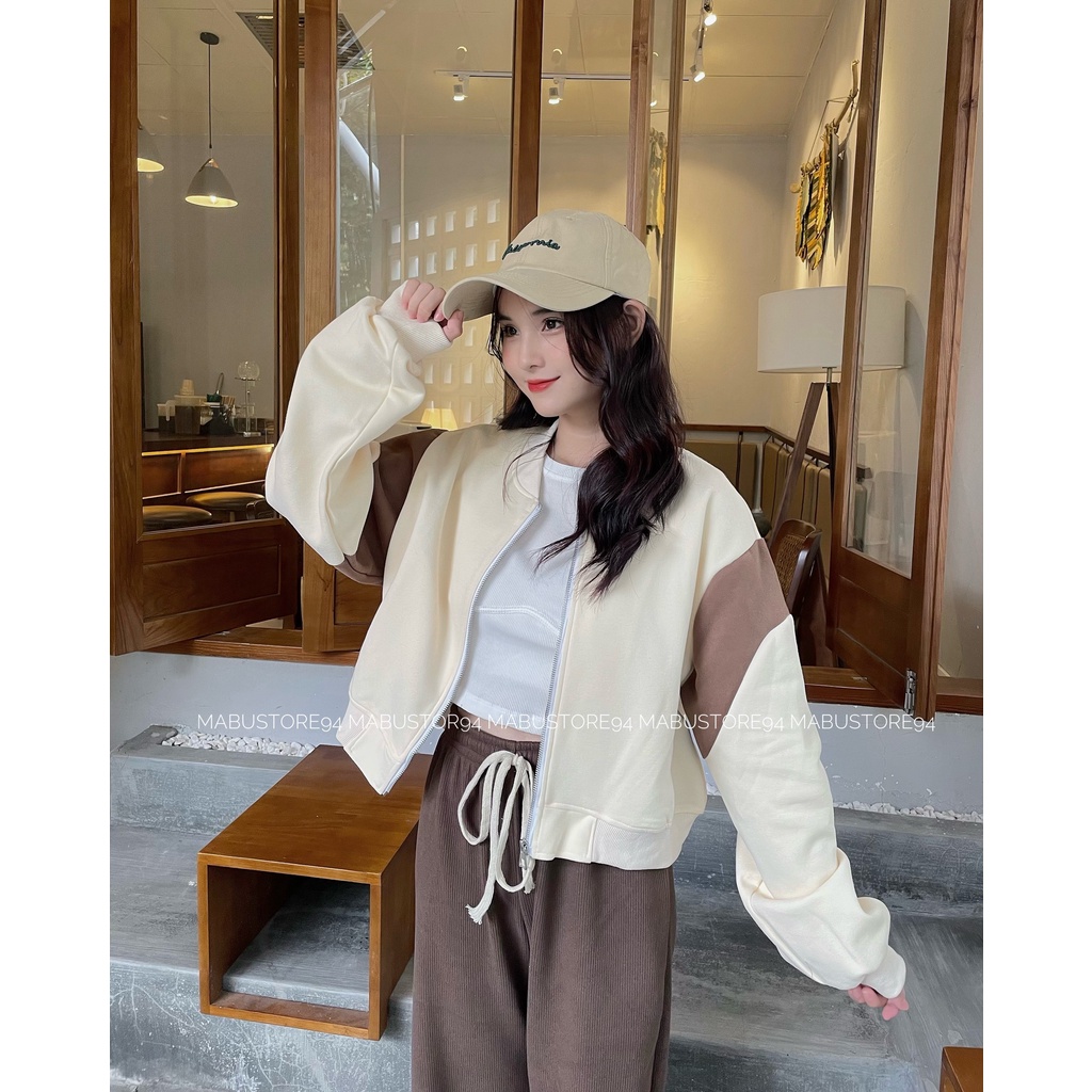 Khoác bomber pha tay da 8854 | Shopee Việt Nam