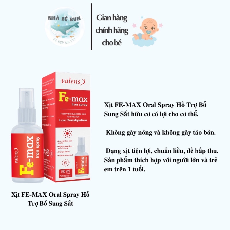 Mua (Chính Hãng + Mã Giảm 20k) Sắt xịt Femax Iron Spray Cho Bé , Fe max ...