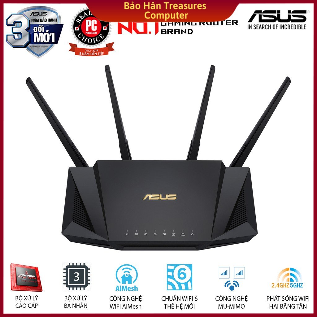 Router Wifi Asus RT-AX3000 Chuẩn AX3000 Dual Band WiFi 6-Hàng Chính ...