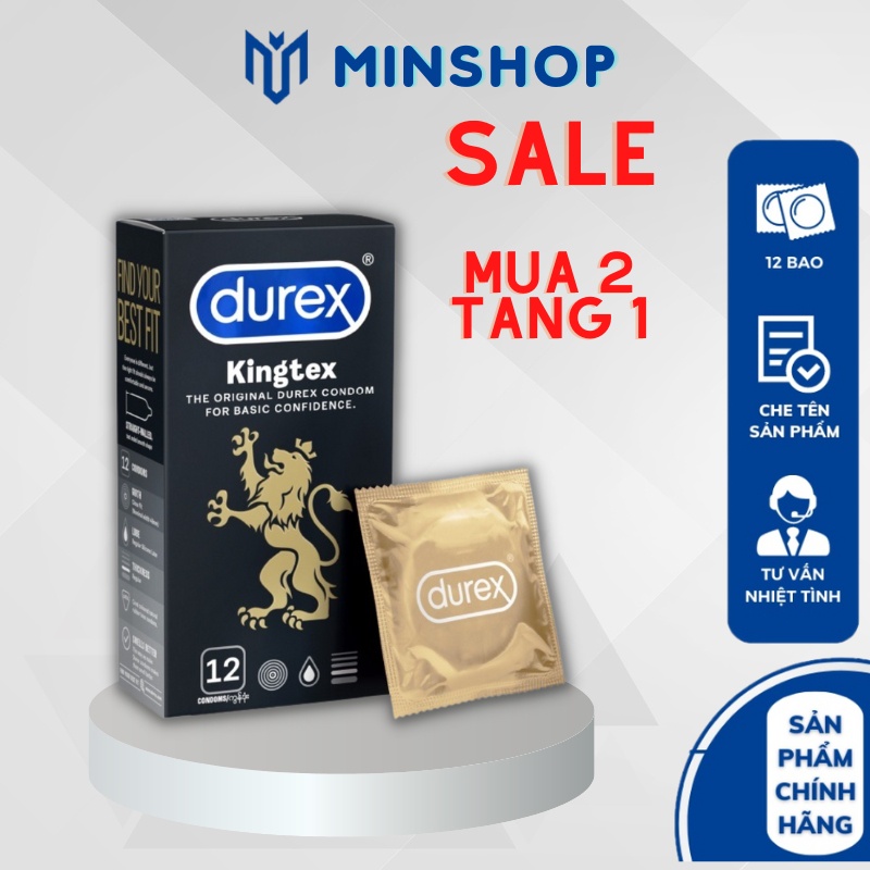 Bao cao su Durex Kingtex 49mm siêu mỏng ôm sát hộp 12 bao hàng chính hãng | Shopee Việt Nam