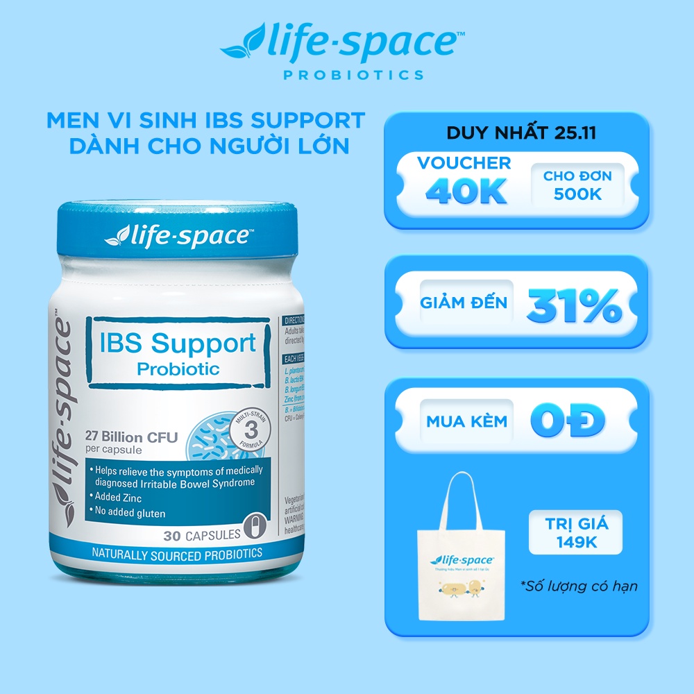 Mua Tặng túi vải 149k - Men vi sinh Life Space IBS Support Probiotic ...