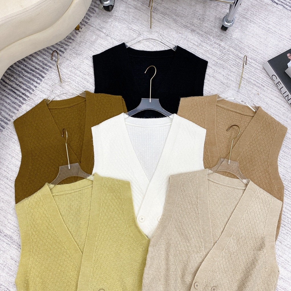 Mua Áo gile len hàn quốc, áo ghile len nữ trơn phối 2 khuy cá tính trẻ ...