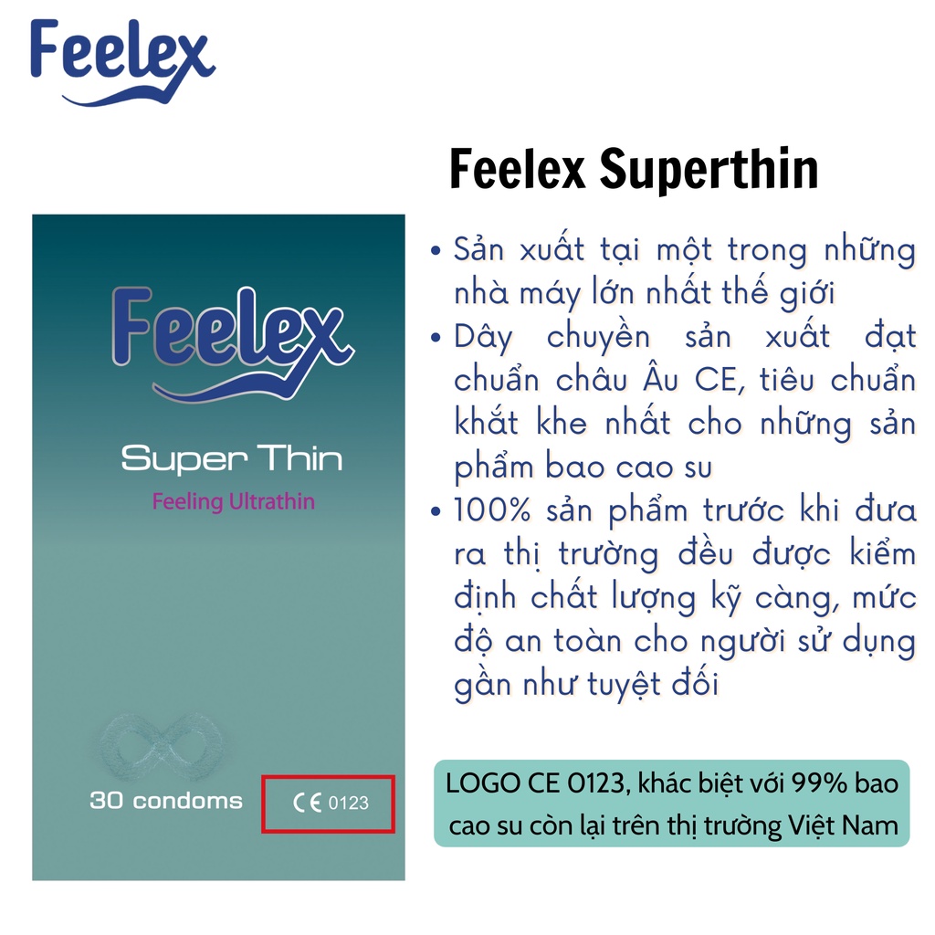 Bao cao su ozo Feelex superthin hộp 30 bcs - MixASale