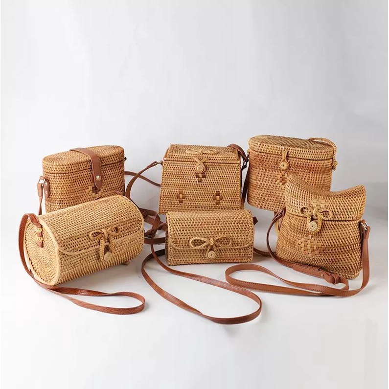 Mua Túi xách bằng mây đi biển phong cách vitage, mây tre đan KING ...