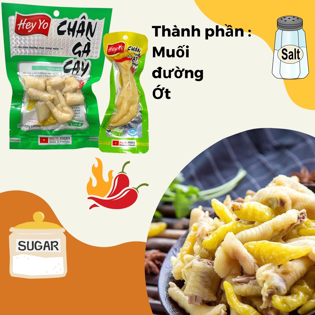 Chân gà cay xả ớt heyyo siêu ngon 80g đồ ăn vặt chân gà Việt Nam giai ...