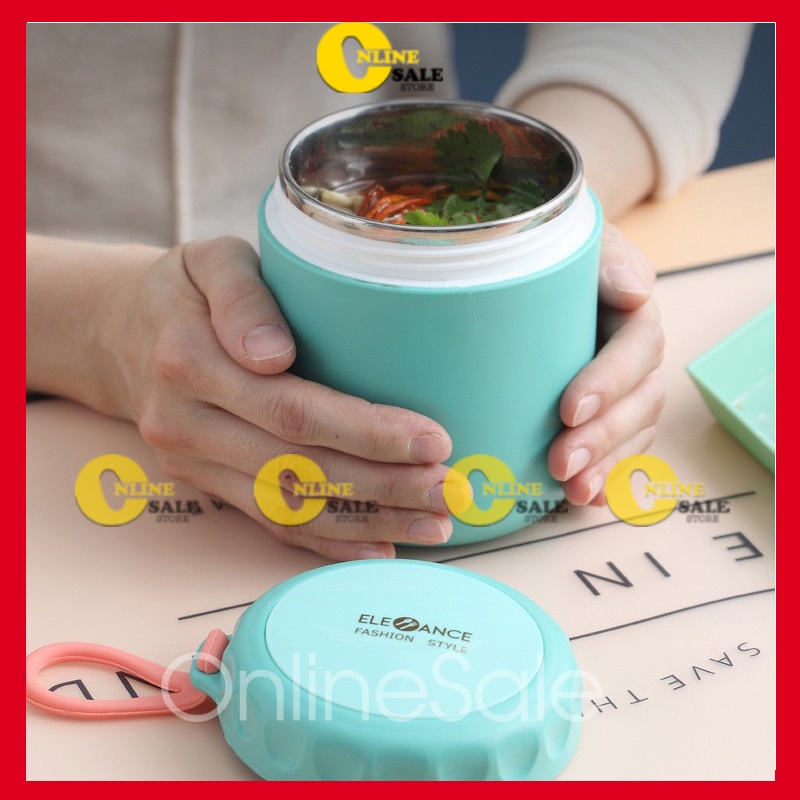 Mua 🍀Inox 304🍀 Bình ủ cháo cho bé cốc đựng canh ca giữ nhiệt có quai xách inox 304 ca giữ nhiệt ...