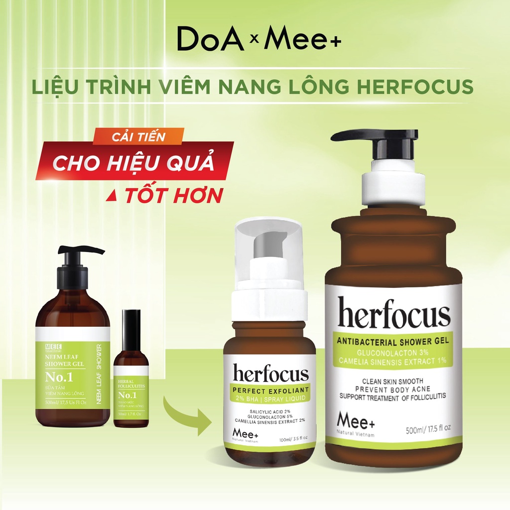 Viêm nang lông viêm lỗ chân lông - Liệu trình xịt Herfocus 100ml sữa ...