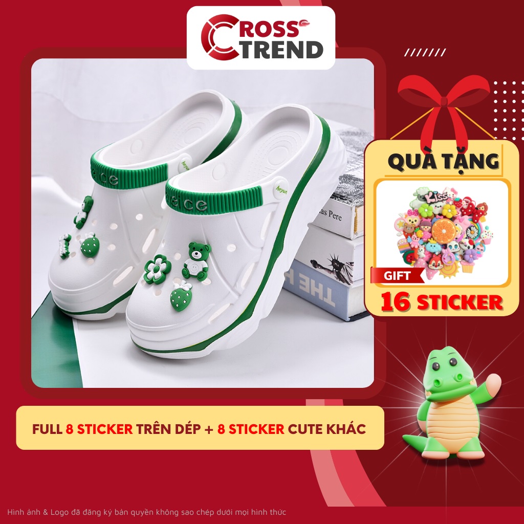 Dép sục Crocs độn đế 6cm tặng kèm sticker siêu cute - MixASale