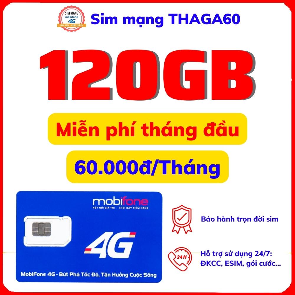 Sim 4G MobiFone gói thaga60 4Gbngày - 120GBtháng sim data mạng siêu ...