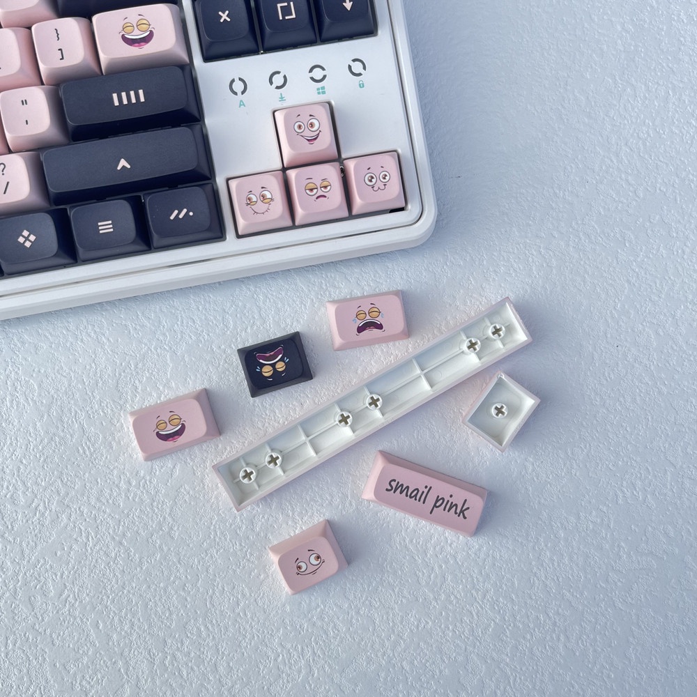 136 Phím Black Pink Keycaps XDA Profile Khuôn Mặt Dễ Thương PBT Dye Sub ...
