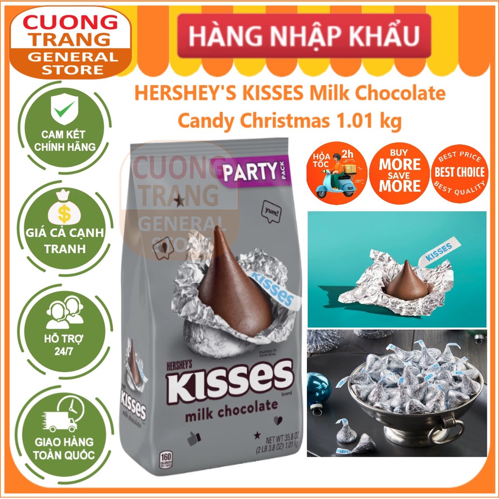 Túi kẹo socola HERSHEY'S, KISSES Milk Chocolate Candy Christmas 1.01kg ...