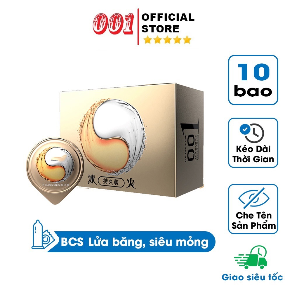Bao cao su 001 OLO Lửa băng Hộp 10 cái bcs siêu mỏng kéo dài thời gian ...