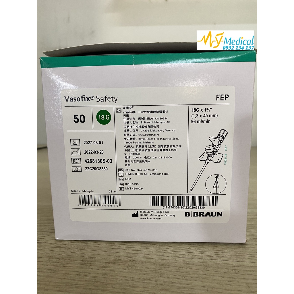 Kim luồn tĩnh mạch B.Braun Introcan Safety các cỡ (Hộp 50 cây) - MixASale