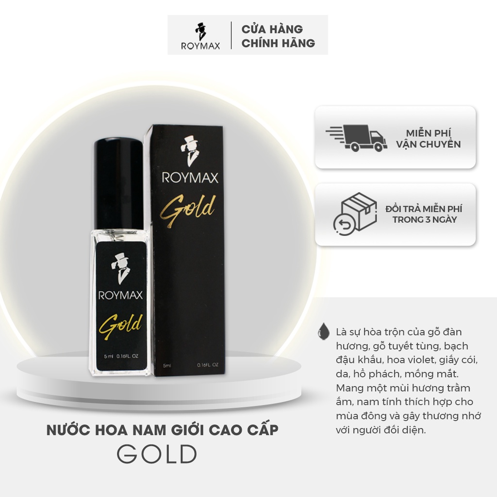 Nước Hoa Cao Cấp ROYMAX Cho Nam Giới - Hương GOLD Lọ 5mL | Shopee Việt Nam