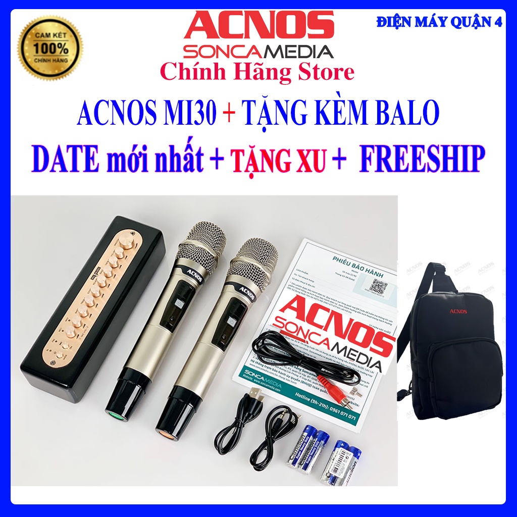 Mua Vang số chỉnh cơ acnos mi30 - Kèm 2 micro UHF - Tặng kèm túi đeo cao cấp acnos. giá rẻ nhất ...