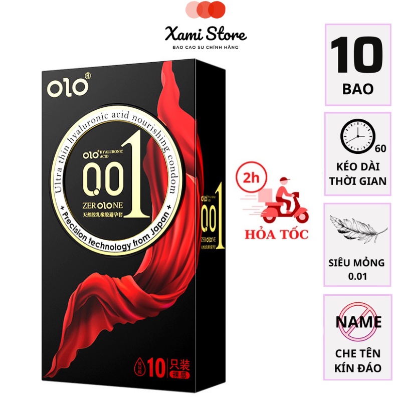 Bao cao su OLO 001mm đen kéo dài nhiều gel hộp 12 cái | Shopee Việt Nam
