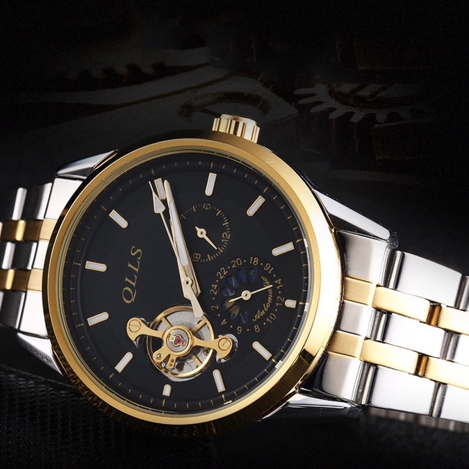 Mua Đồng hồ cơ nam tự động chính hãng QLLS 8019, kính Sapphire lộ máy 2 ...