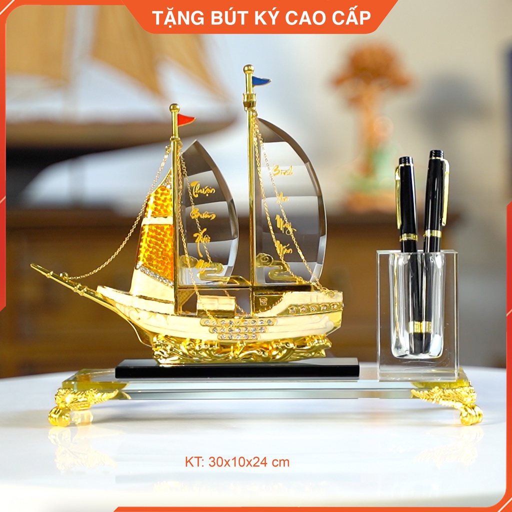 Ống Cắm Bút, Hộp Đựng Bút Doanh Nhân Thuyền Thuận Buồm Xuôi Gió Đính Đá ...