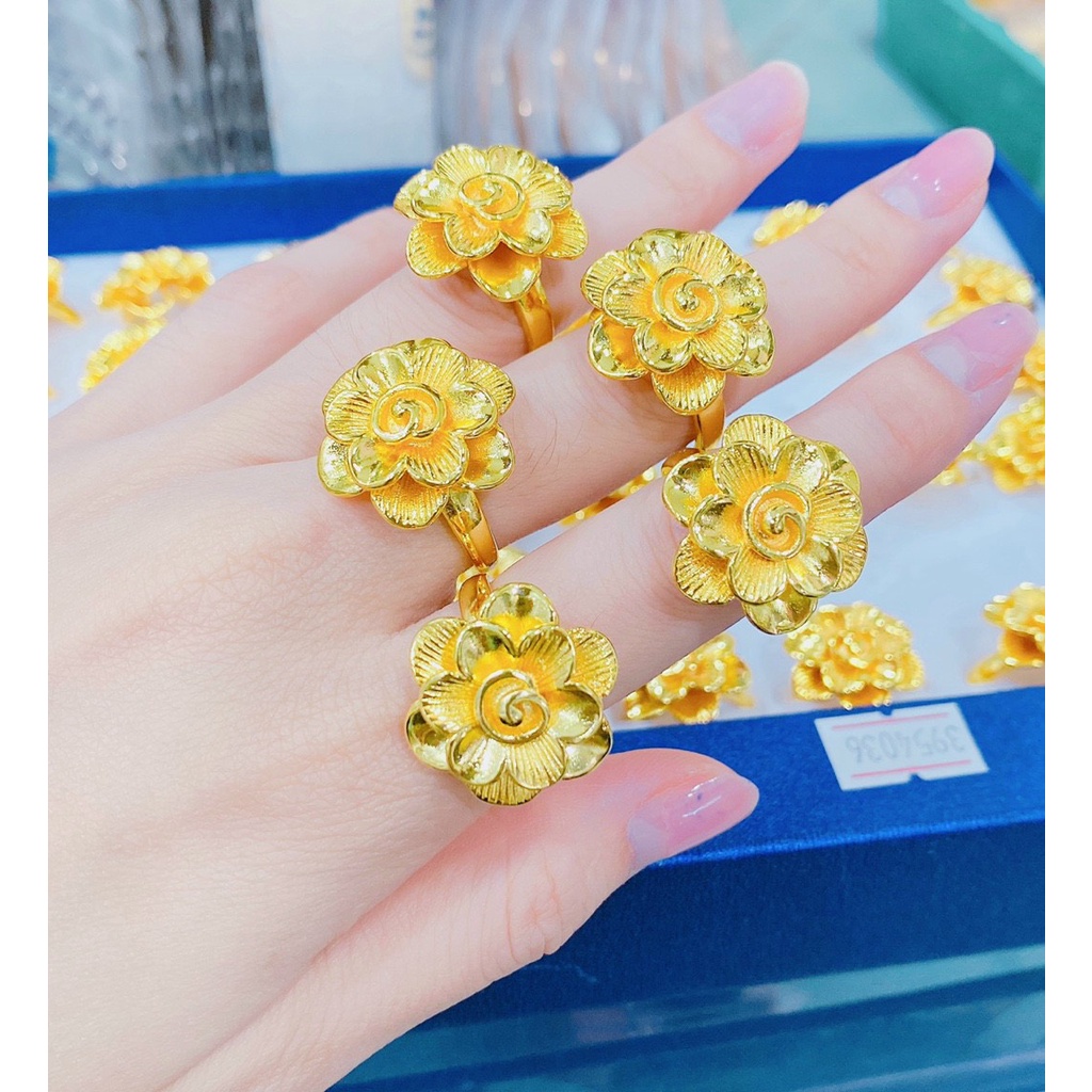 Nhẫn hoa cưới mạ 24.k ch.uẩn ti.ềm và.ng E116 | Shopee Việt Nam
