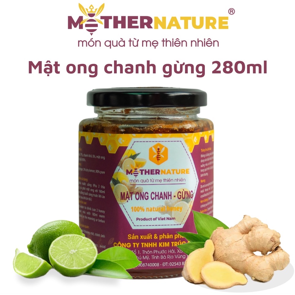 Mật ong chanh gừng cao cấp Mother Nature (500mlhũ) - Tăng cường hệ miễn dịch giảm ho và cảm cúm ...
