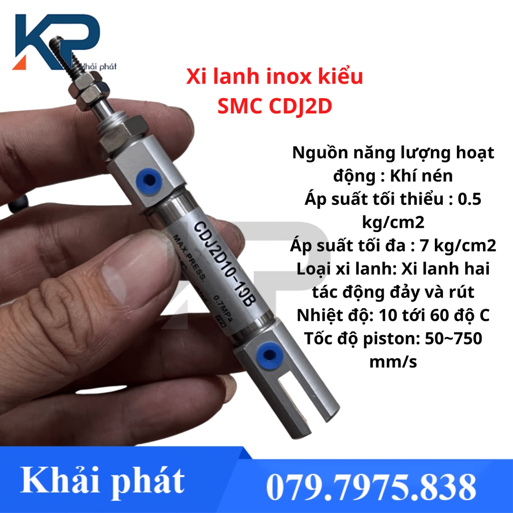 Mua Xi lanh inox kiểu SMC CDJ2D- xi lanh mini PVN 10 16- ben hơi mini inox- piston khí nén ...