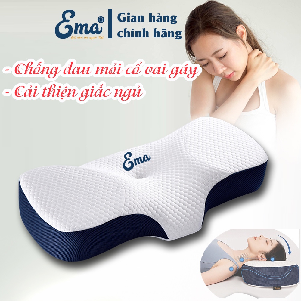 Gối cao su non người lớn công thái học EMA 67x35x12cm chống đau cổ vai ...