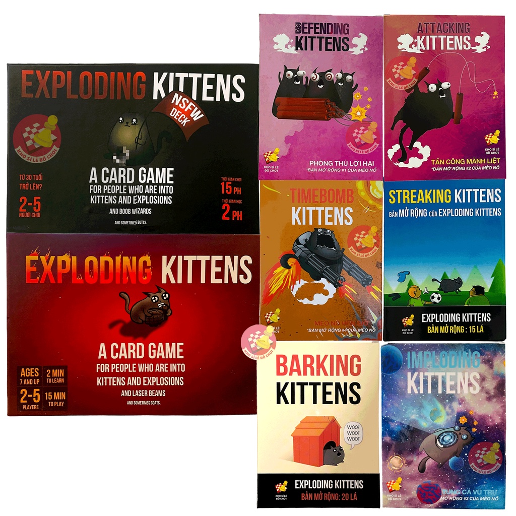 Combo Mèo Nổ - Full Bản Mèo Nổ Mở Rộng (Tiếng Việt) - Boardgame Exploding Kittens - MixASale