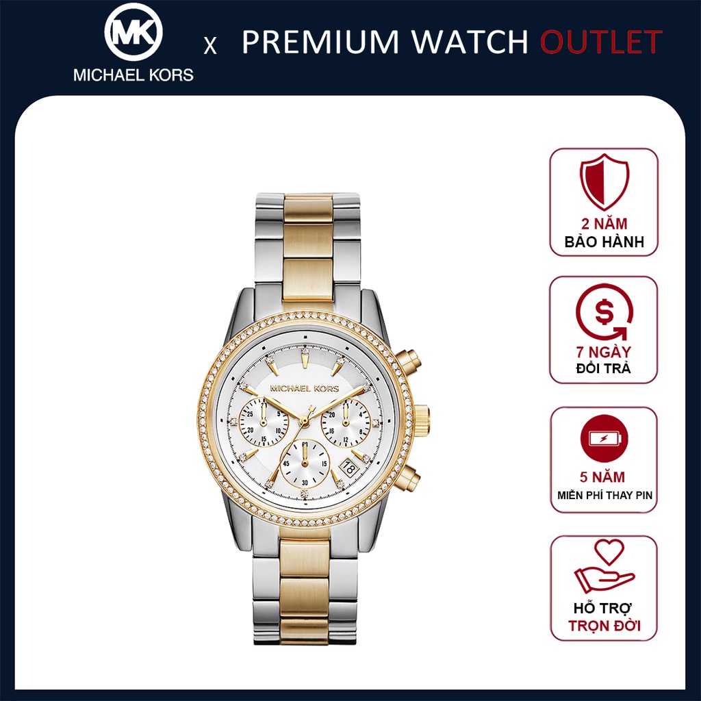 Đồng hồ nam Michael Kors Ritz Chronograph Crystal White Dial Ladies ...
