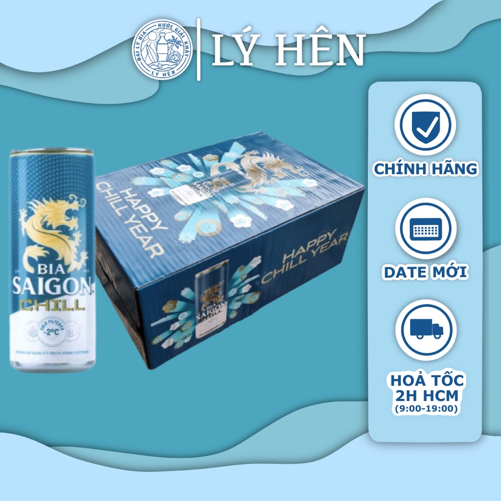 Thùng 24 Lon Cao Bia Sài Gòn Saigon Chill Bao Bì Xuân 330ml/Lon Date ...