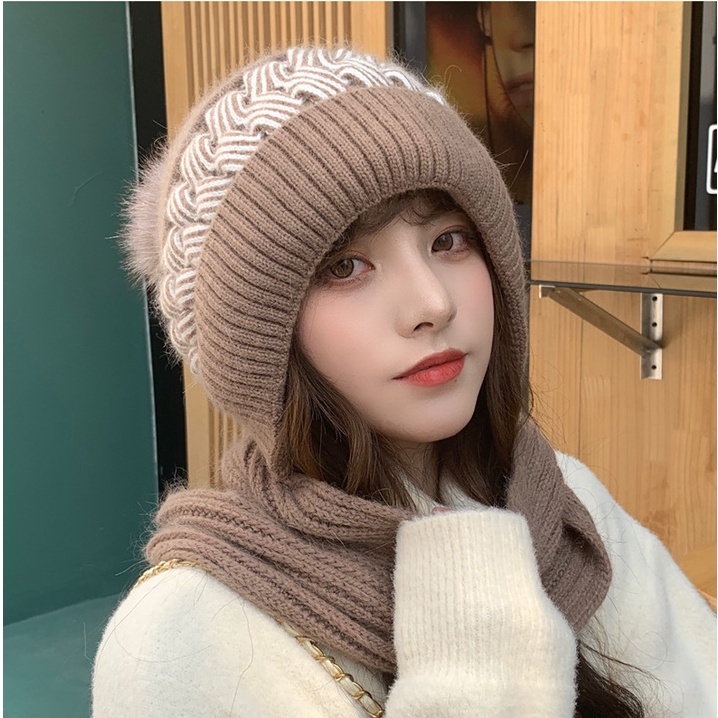 Mua Mũ len nam nữ trùm đầu MARY nón len kèm khăn quàng cổ đẹp ấm áp ...