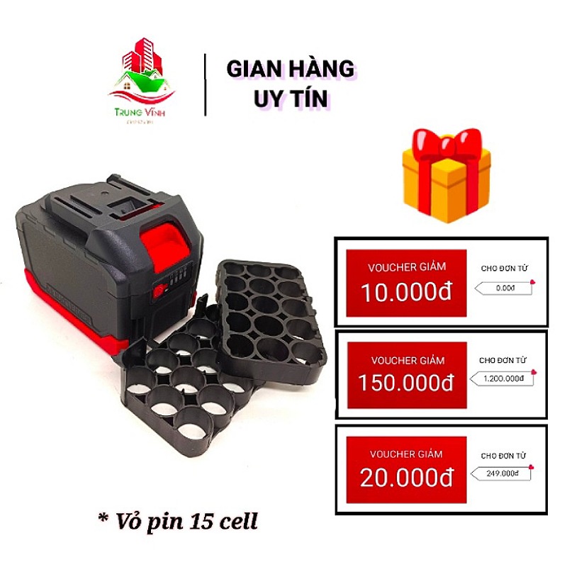 Vỏ pin 15 cell loại vỏ pin 5S 3P cho 3 hàng pin 18650 li-ion đủ phụ ...