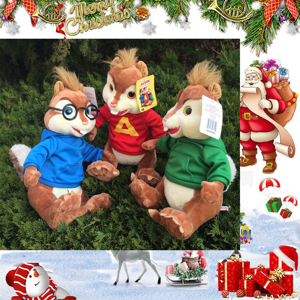 Sitting Alvin and The Chipmunks Red Alvin Simon Theodore Plush Toy ...