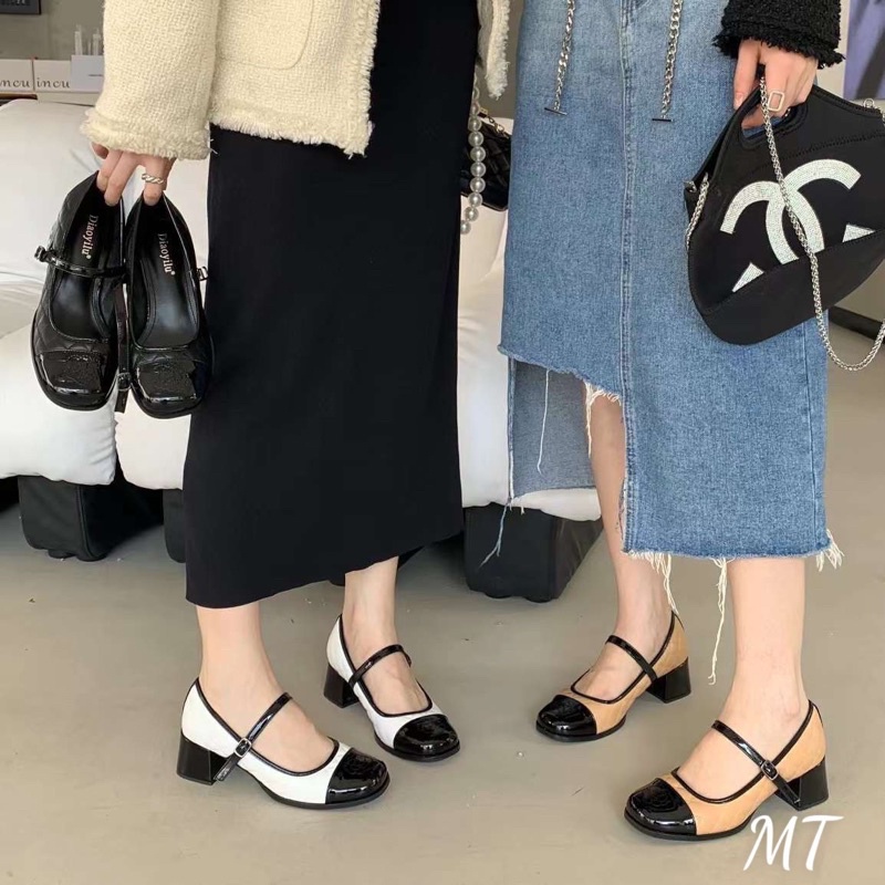 Mua Giày Lolita gót vuông 3f, da trần trám mũi bóng ,quai ngang. Hàng ...