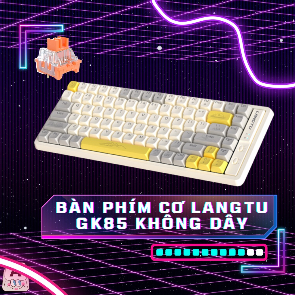 Bàn phím cơ HOTSWAP Langtu GK85 Custom Golden Switch KHÔNG DÂY - MixASale