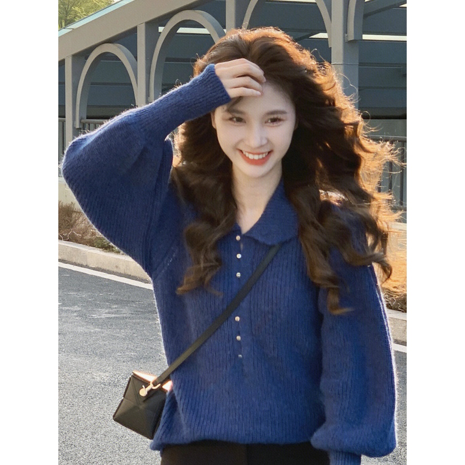 Áo Dệt Kim Tay Dài Cổ Vuông Dáng Rộng Thời Trang retro Nhật Hàn ...