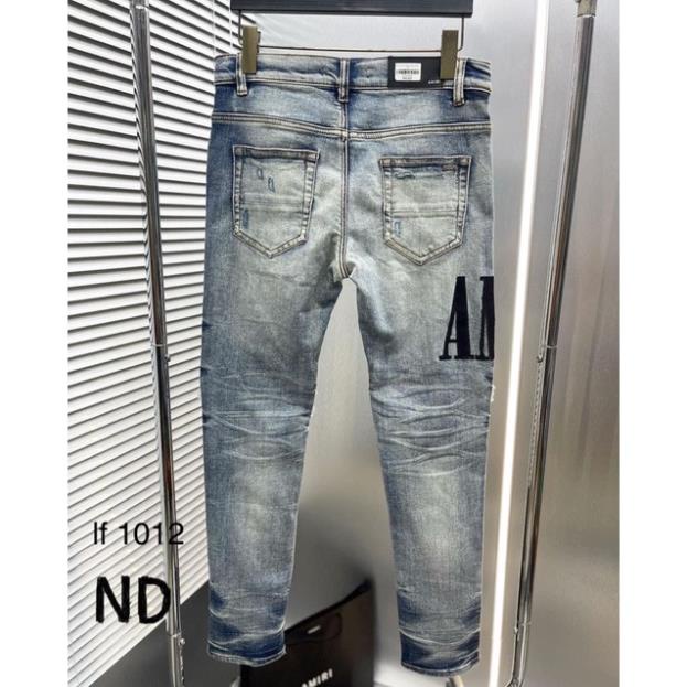 Mua Quần jean bò nam slimfit Amiri wash xanh bạc rách xù vá da nhăn đen ...