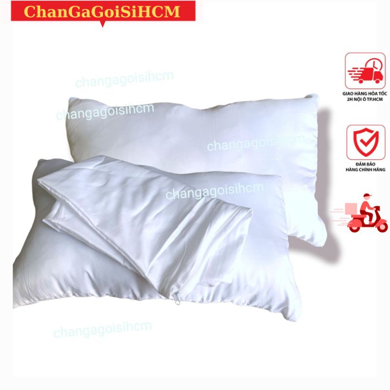 Vỏ Gối Trắng kích thước 40x60 có Khoá kéo, Vỏ gối trắng nhồi bông gòn ...