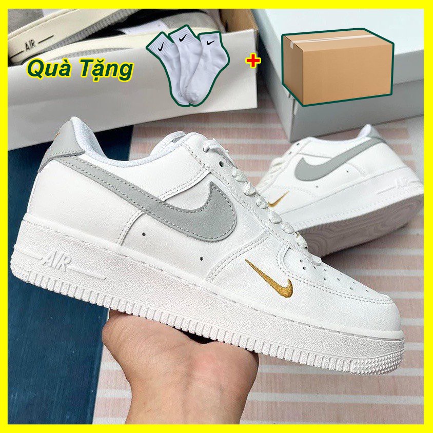 Giày _Nike Air Force 1 Vệt Xám , Giày AF1 Full Trắng Vệt Xám Đế Air Bản ...