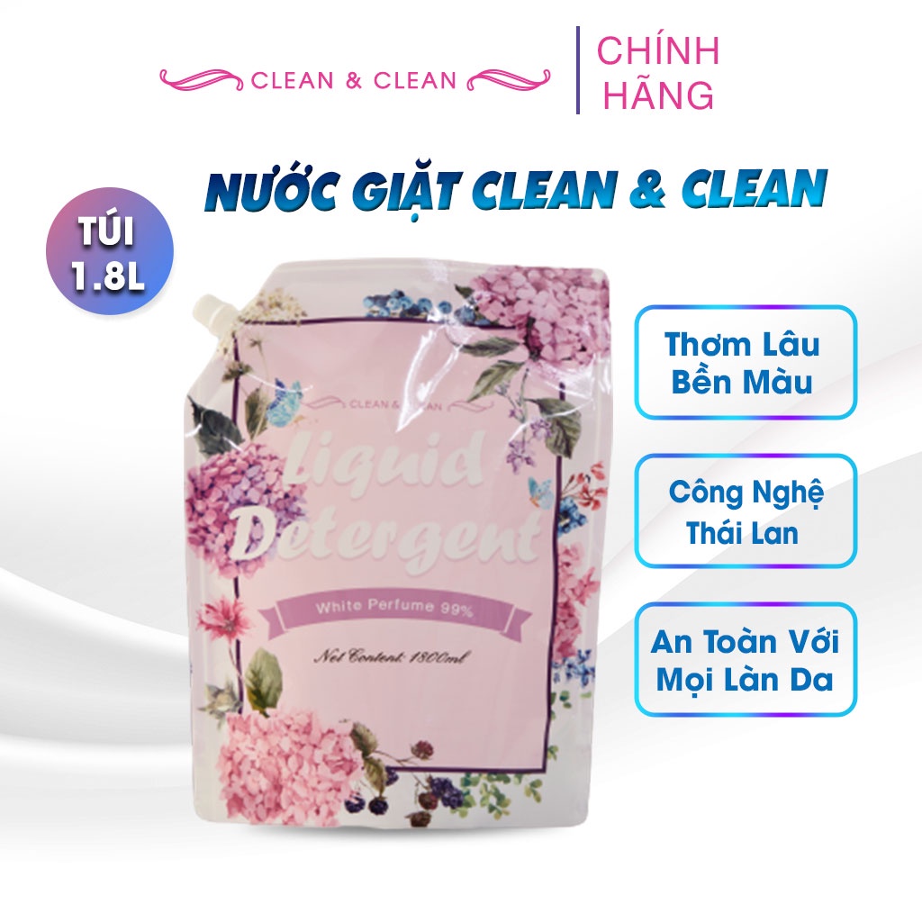Nước giặt Clean & Clean túi 1.8L Công nghệ độc quyền Thái Lan - Hương Hoa Cẩm Tú Cầu | Shopee ...