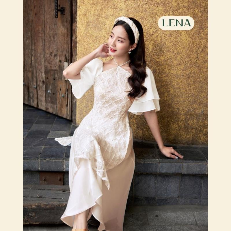 Mua Áo dài cách tân ren hoa cổ yếm LENA tay cánh tiên diện Tết dịu dàng ...