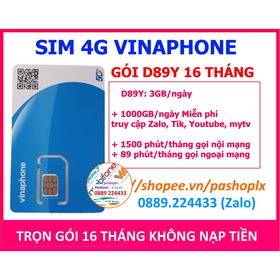 SIM 4G VINA D89Y VD149 VD89P TRỌN GÓI 12 THÁNG KHÔNG CẦN NẠP TIỀN - MixASale