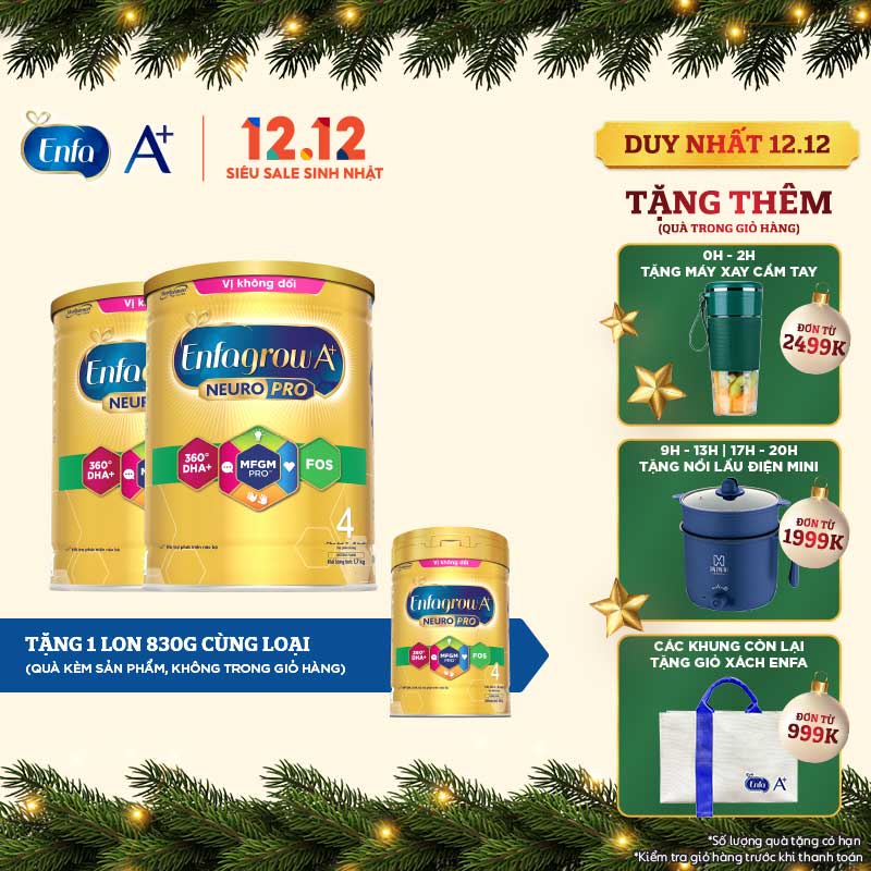 [Tặng 1 lon Enfa A+ 4 830g] Bộ 2 lon Sữa Bột Enfagrow A+ 4 - DHA & MFGM ...