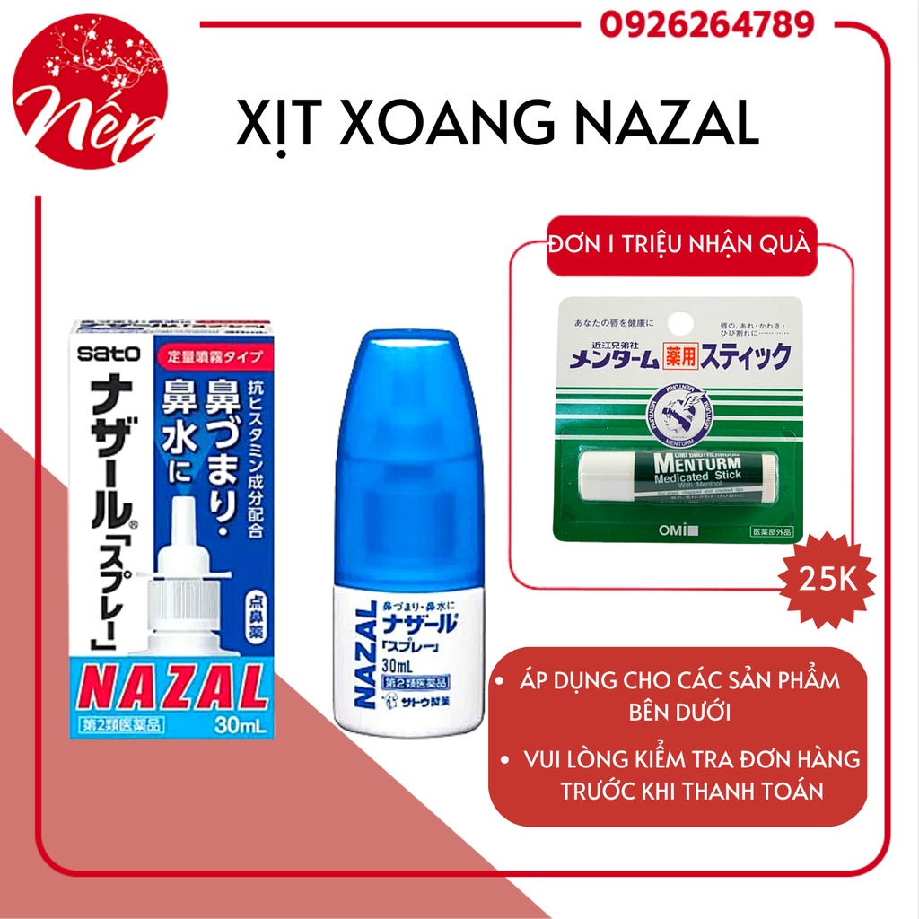 Mua Xịt xoang mũi ngạt mũi Nazal Sato 30ml nội địa Nhật Bản [XỊT XOANG ...
