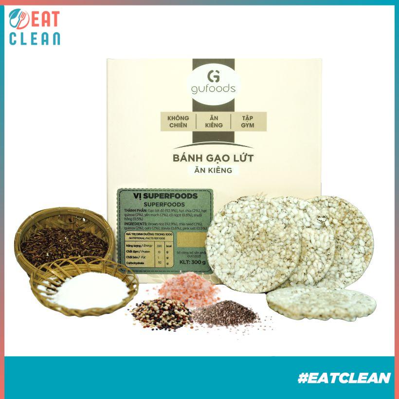 Bánh gạo lứt superfoods GUfoods - Mix siêu hạt chia + quinoa + yến mạch ...