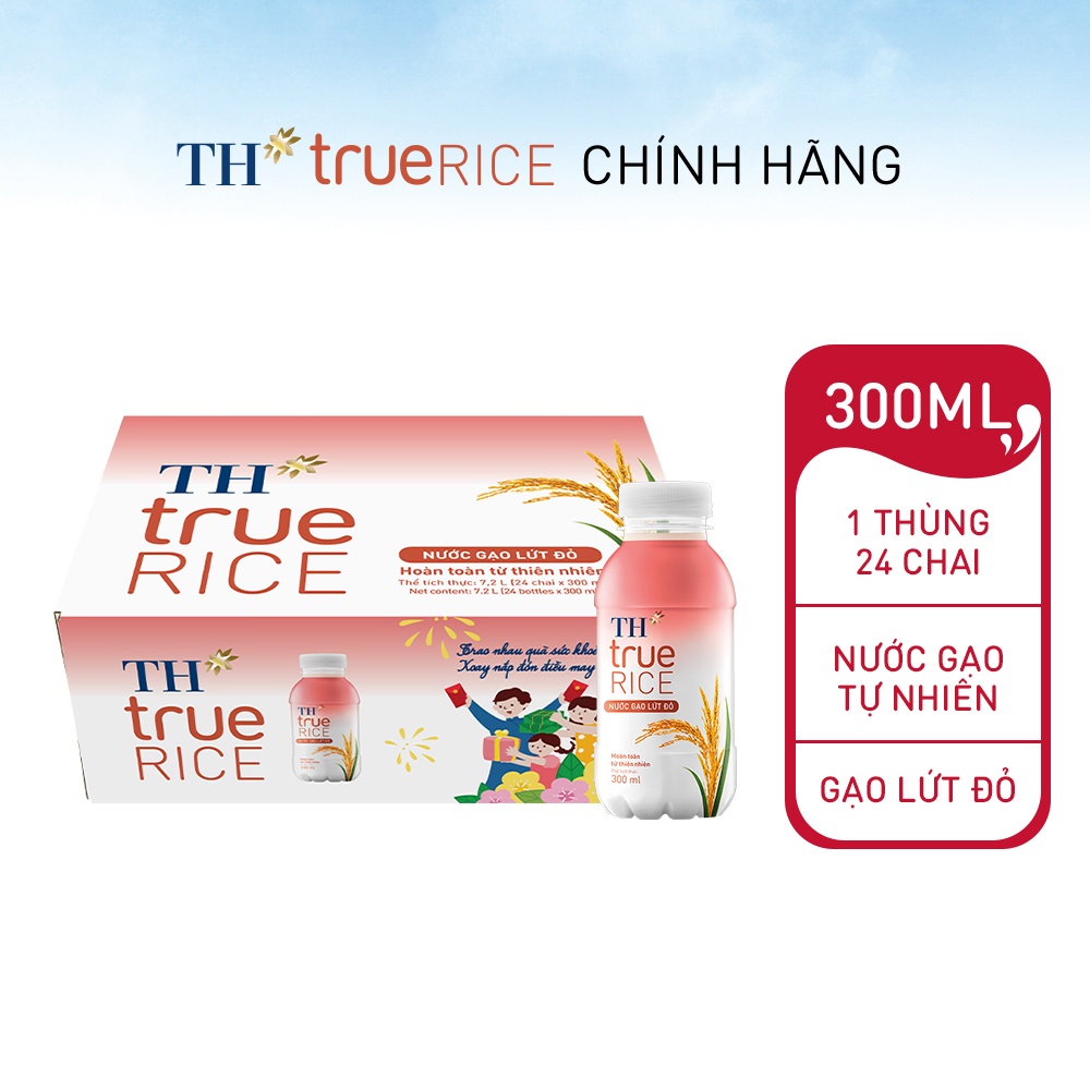 Thùng 24 chai nước gạo lứt đỏ TH True Rice 300ml (300ml x 24) | Shopee ...