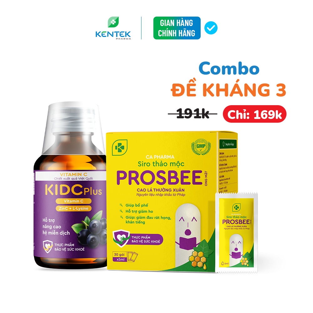 [COMBO Đề Kháng 3] Siro KID C Plus chai 100ml + Siro Prosbee gói 5ml x ...