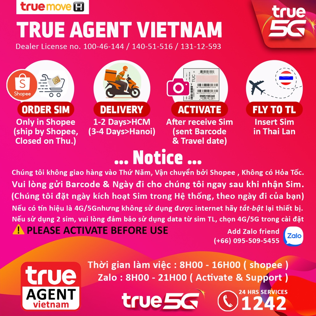 Mua Truemove-H : Sim Thái Lan 4G/5G tốc độ cao data,/ Gọi miễn phí ...
